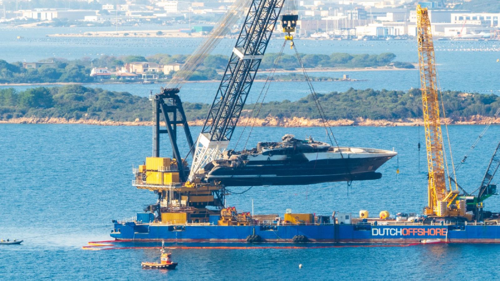 Watch: Sunken 47m Heesen superyacht Atina recovered in Sardinia, Italy